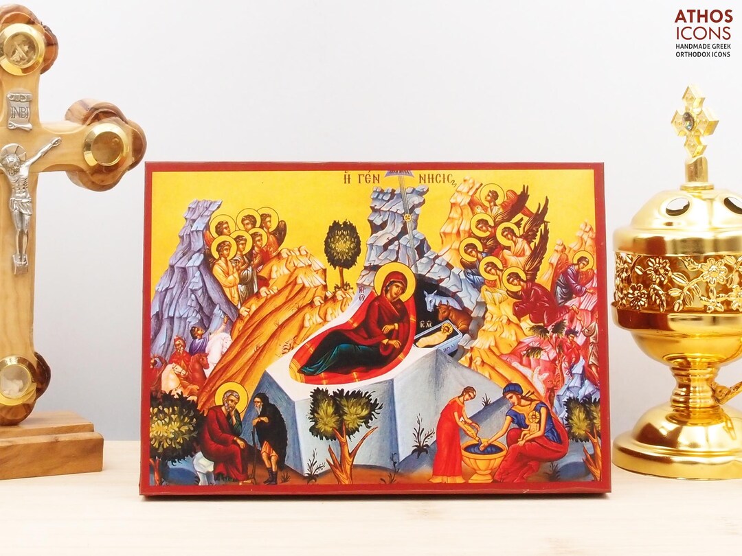 Genesis of Jesus Christ, Wooden Handmade Vertical Icon Greek Premium ...