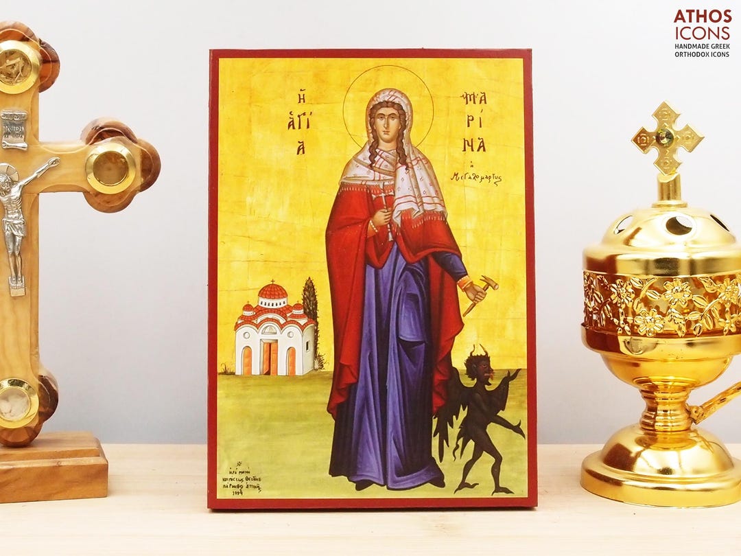 Saint Marina of Antioch the Martyr Icon Handmade Greek Orthodox ...
