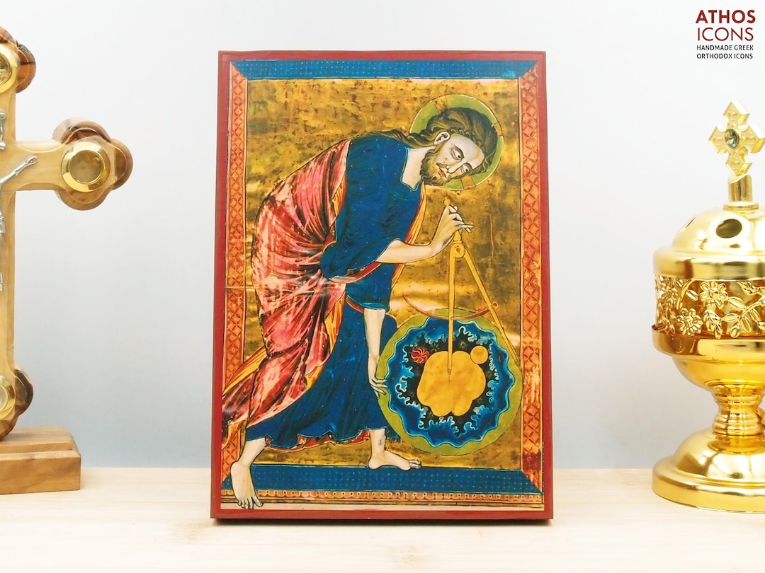 Jesus Christ the Great Architect of the Universe, Wooden Handmade Icon ...