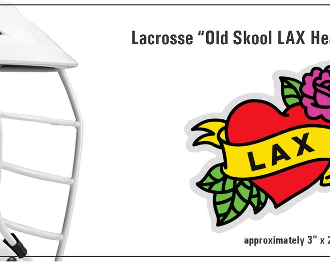 Sticker Lacrosse LAX Tattoo Old School Heart - Custom Die Cut Vinyl ...