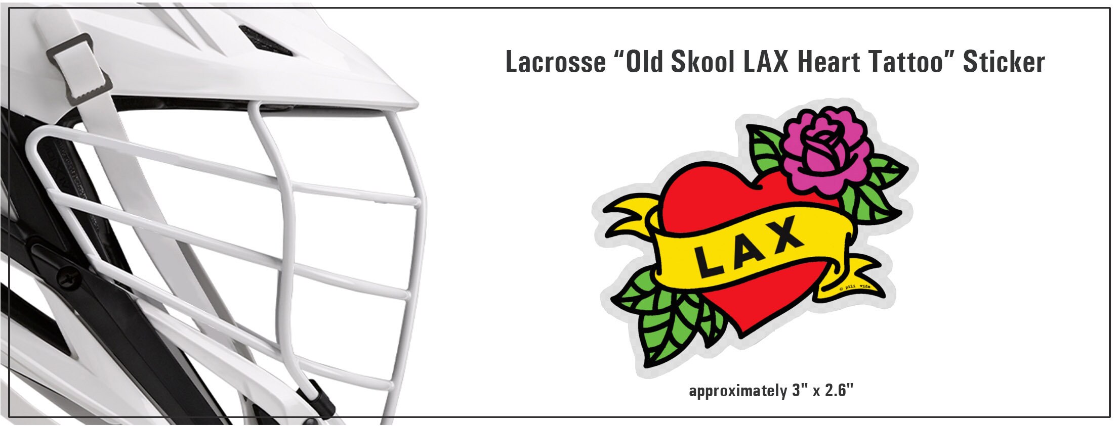 Sticker Lacrosse LAX Tattoo Old School Heart - Custom Die Cut Vinyl ...