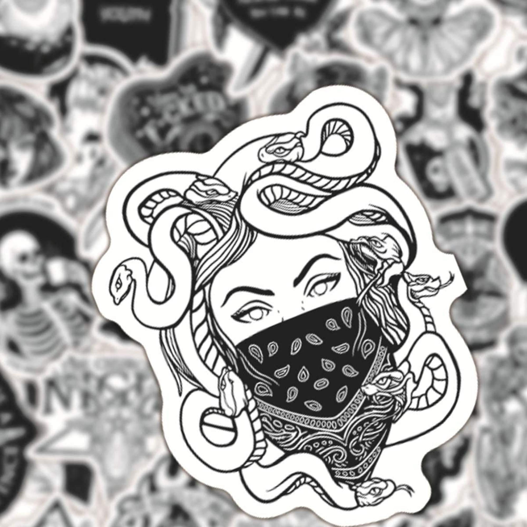 Gothic Black and White Stickers Random Bulk VSCO FREE | Etsy