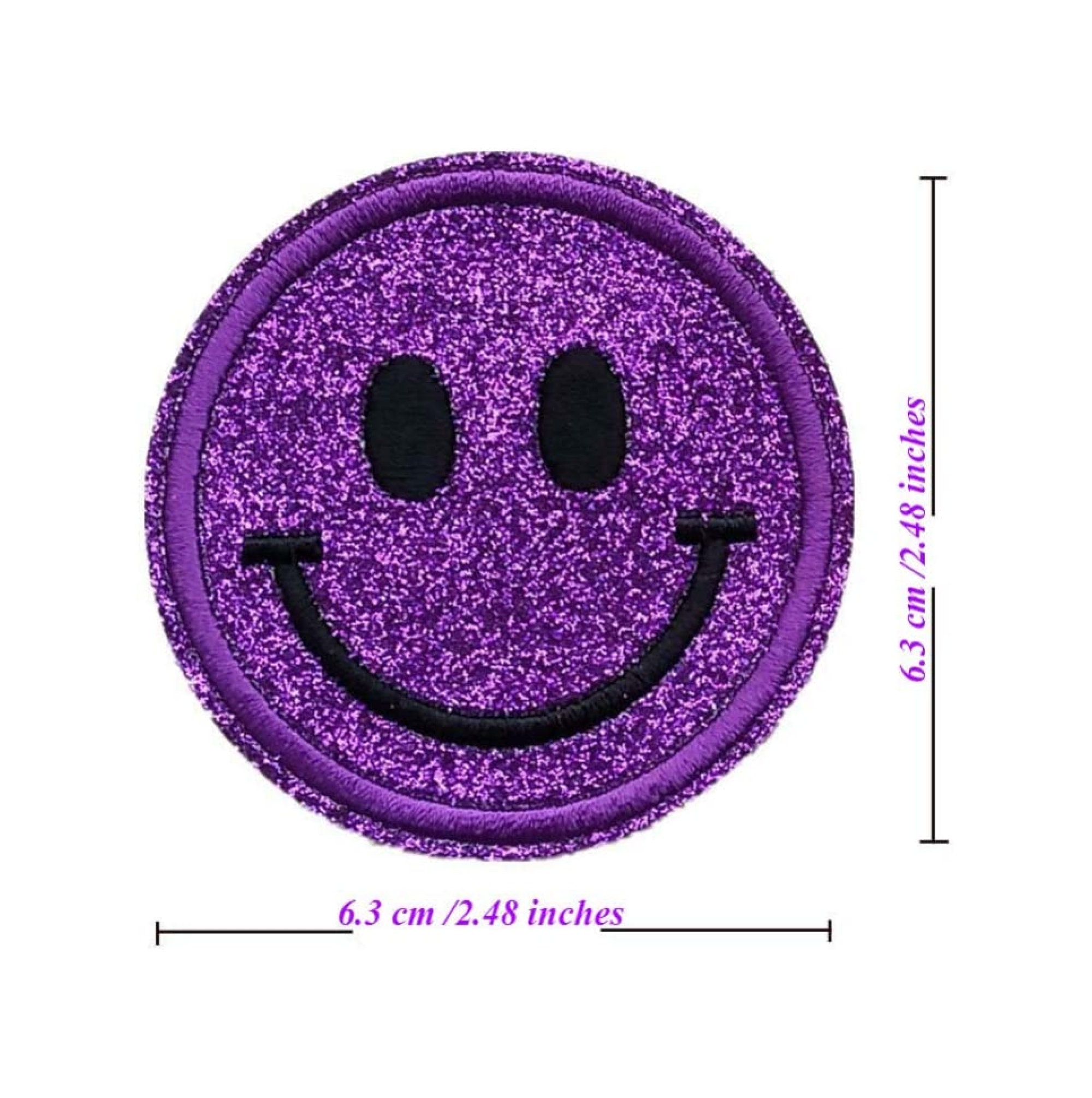 Purple Sparkly Smiley Face Star Iron On Applique Patch Appliques ...