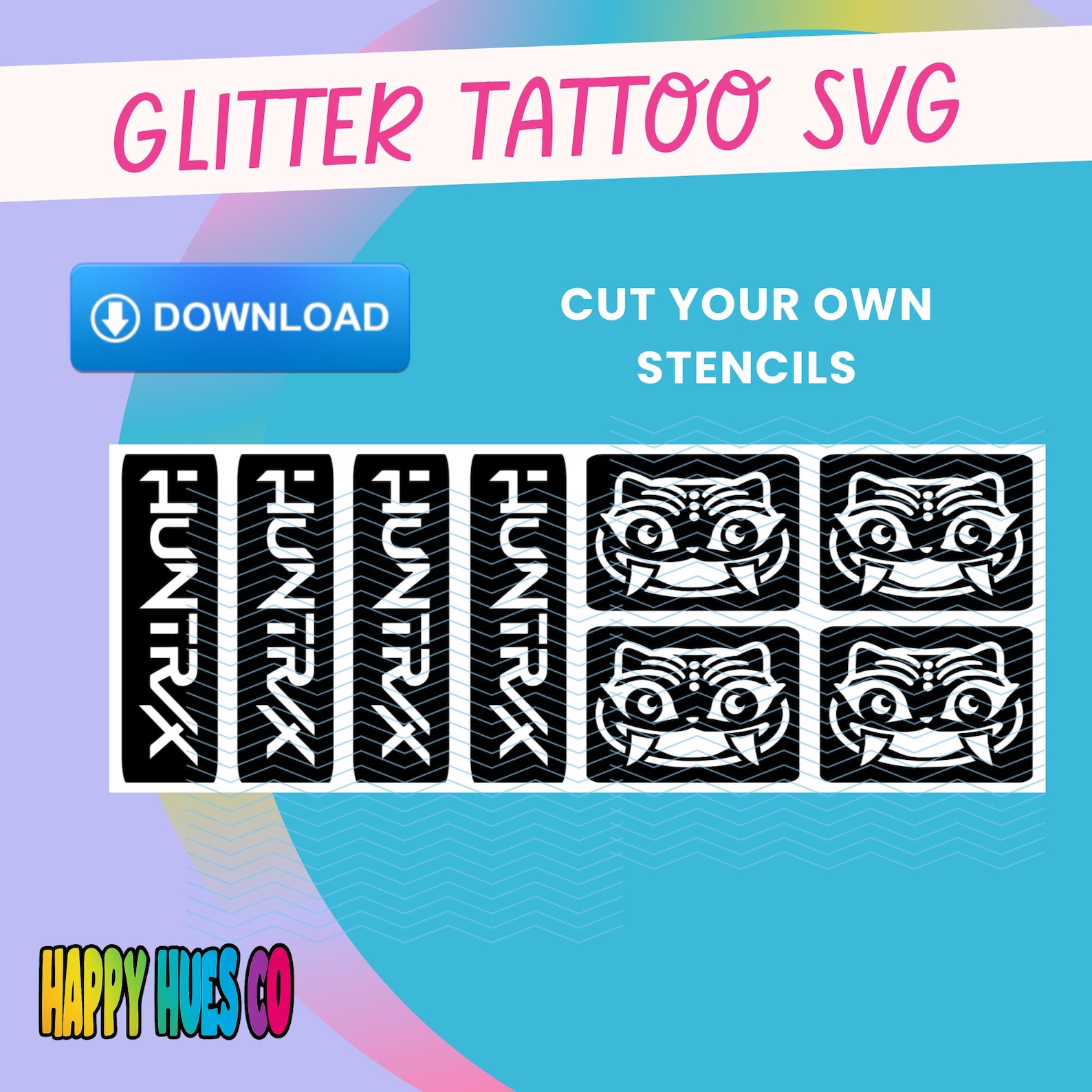 KPOP Glitter Tattoo SVG. Demon Hunter Glitter Tattoo Stencil. Glitter ...