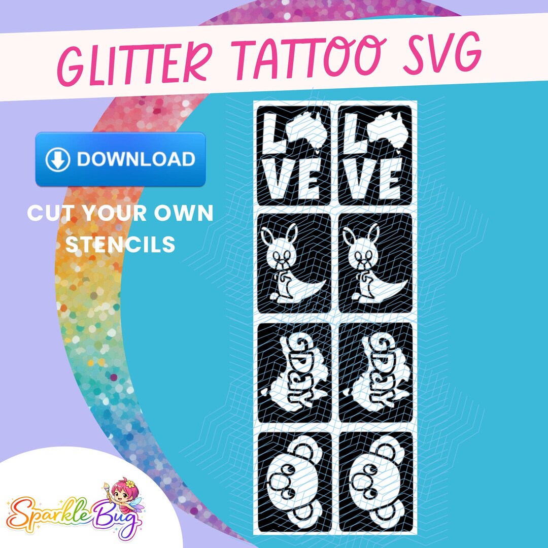 Aussie Glitter Tattoo Stencil SVG, PNG (digital Download) - Etsy