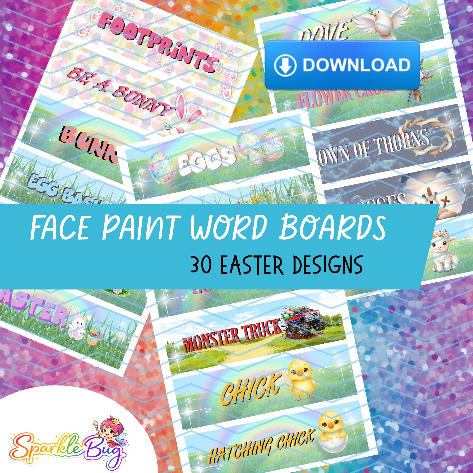 Face Paint Word Boards: 17 Easter Designs (digital Download) - Etsy