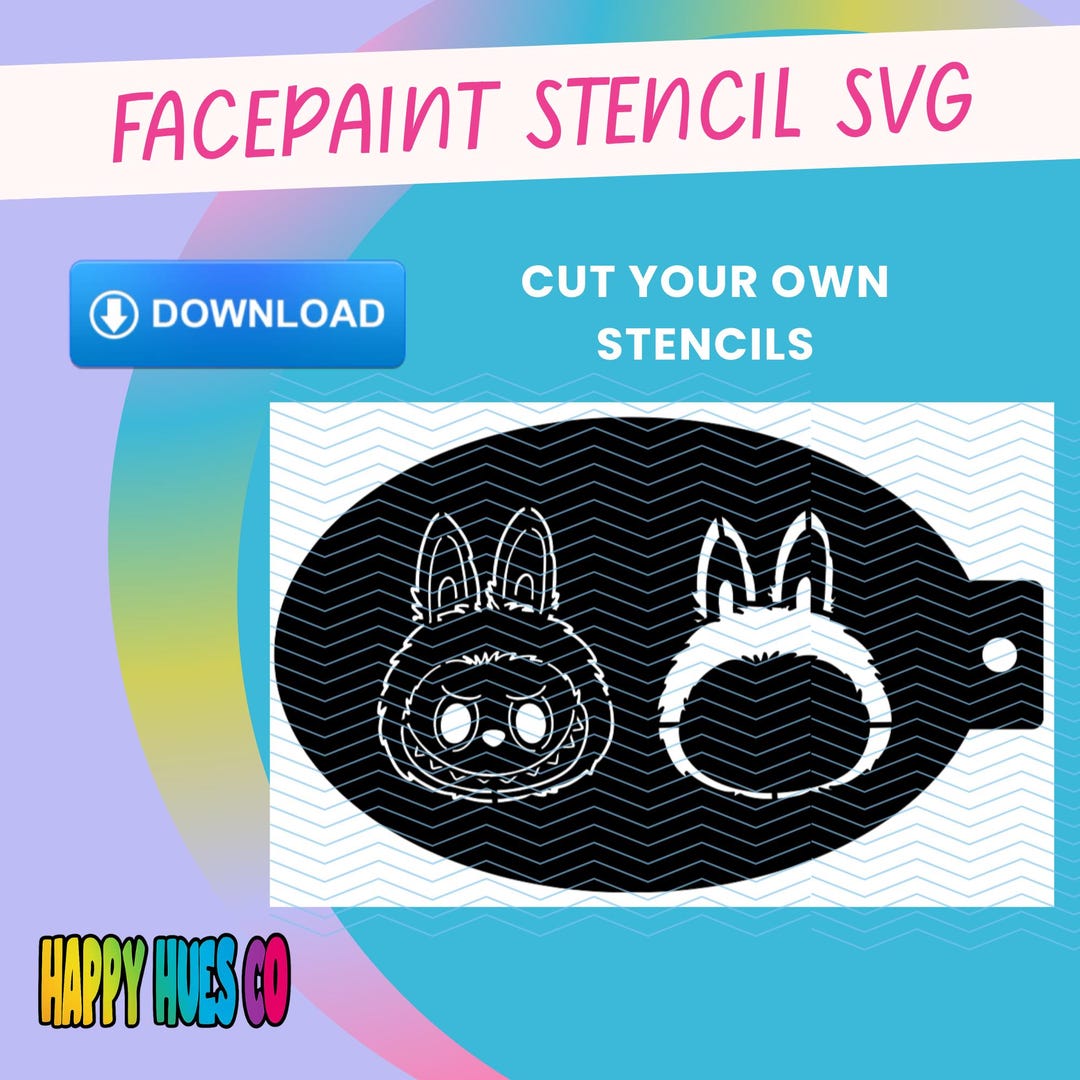 Labubu Facepaint Stencil SVG. Face Paint Stencil Download. Airbrush Stencil SVG. Stencil PNG ...