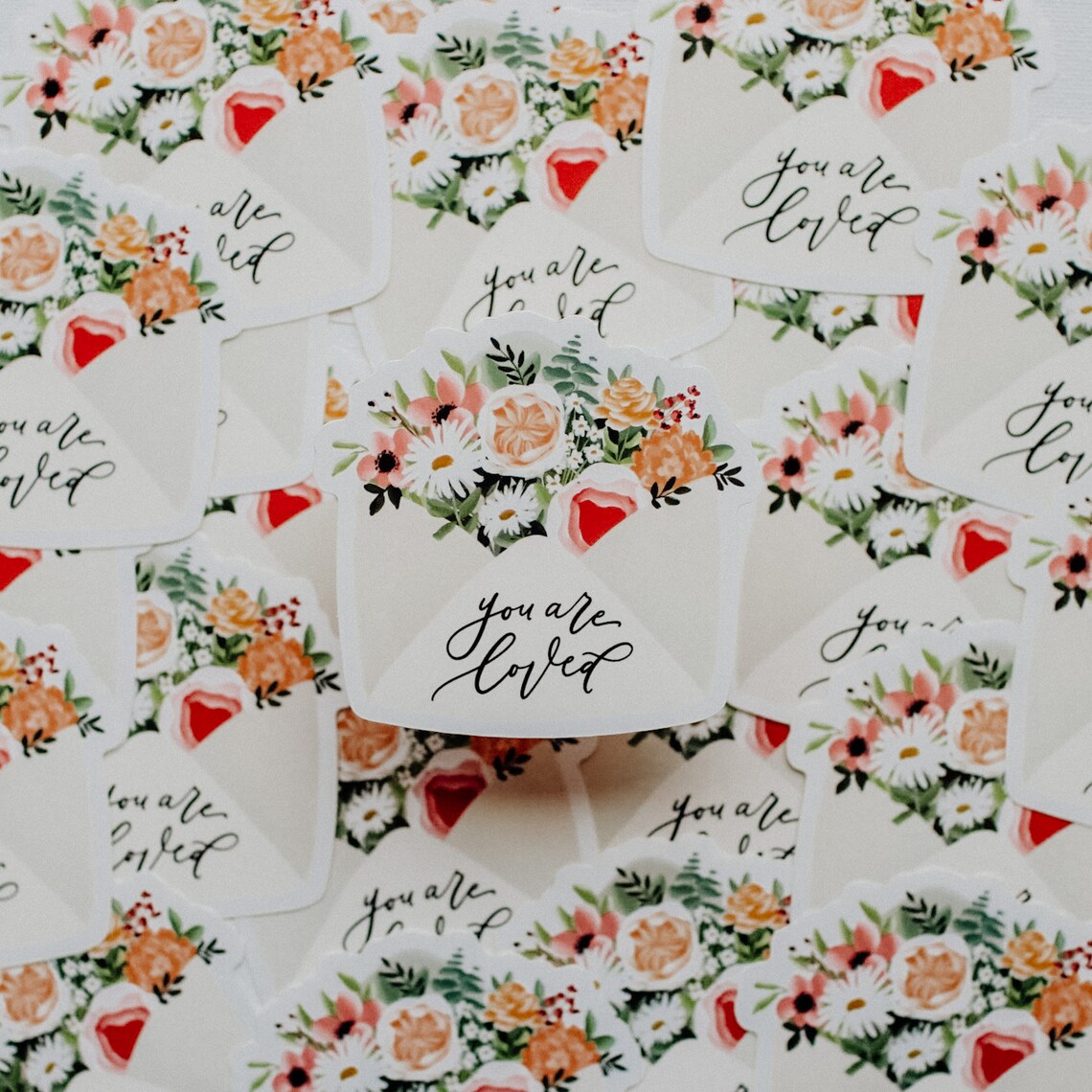 You Are Loved Envelope Sticker Matte Floral Sticker - Etsy