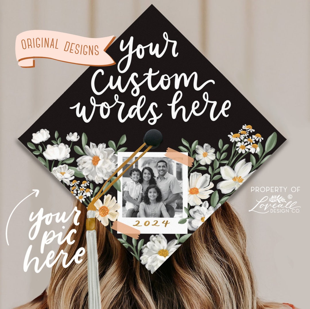 Custom Photo Words Graduation Cap Topper, Graduation Cap Custom ...