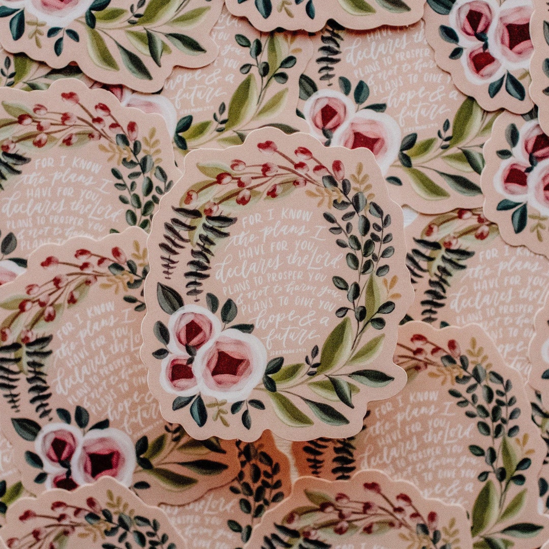 Jeremiah 29:11 Sticker, Scripture Lettering Sticker, Hand-lettered ...