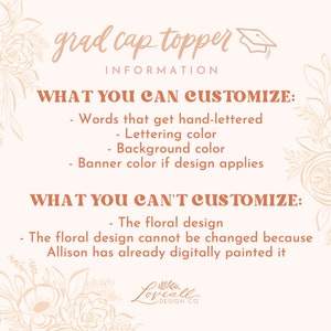 Custom Graduation Cap, Valley Floral Printed Graduation Cap Decor, Grad ...