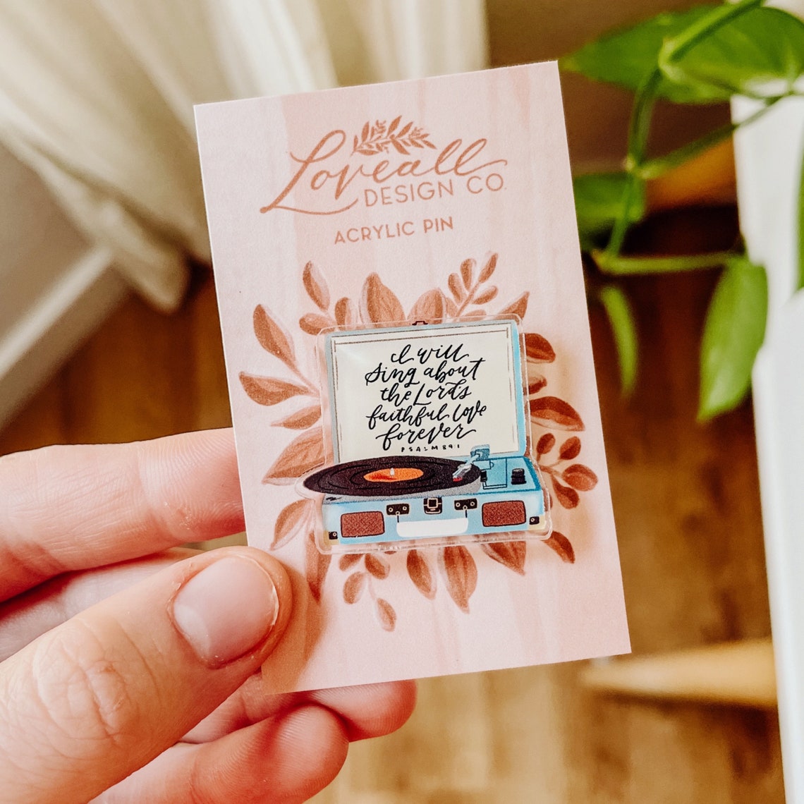 Acrylic Pins Scripture Pin Record Player Pin Floral Pin | Etsy