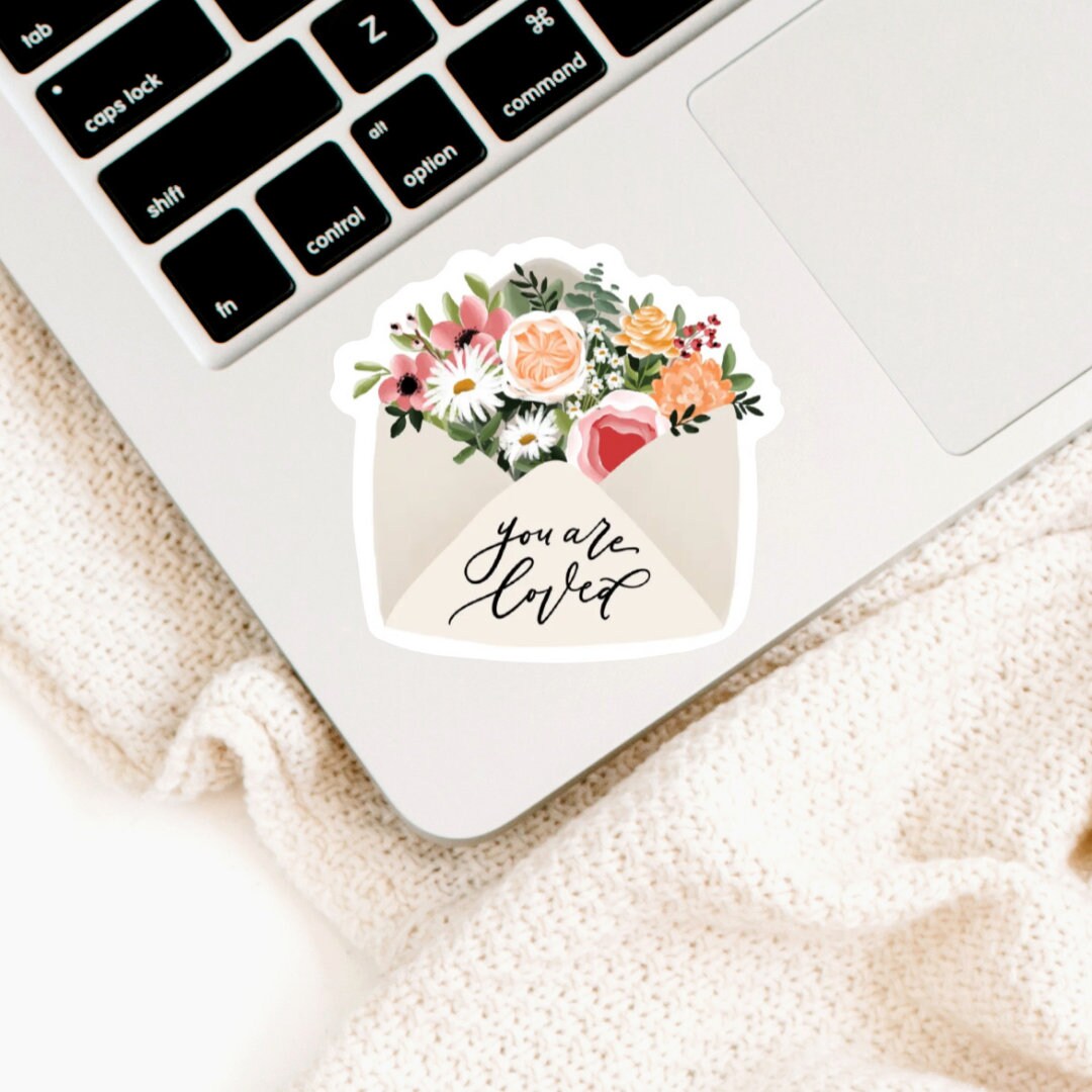 You Are Loved Envelope Sticker, Matte Floral Sticker, Hand-lettered ...