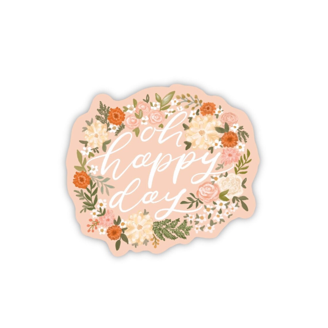 Oh Happy Day Sticker Floral Sticker Lettering Sticker - Etsy