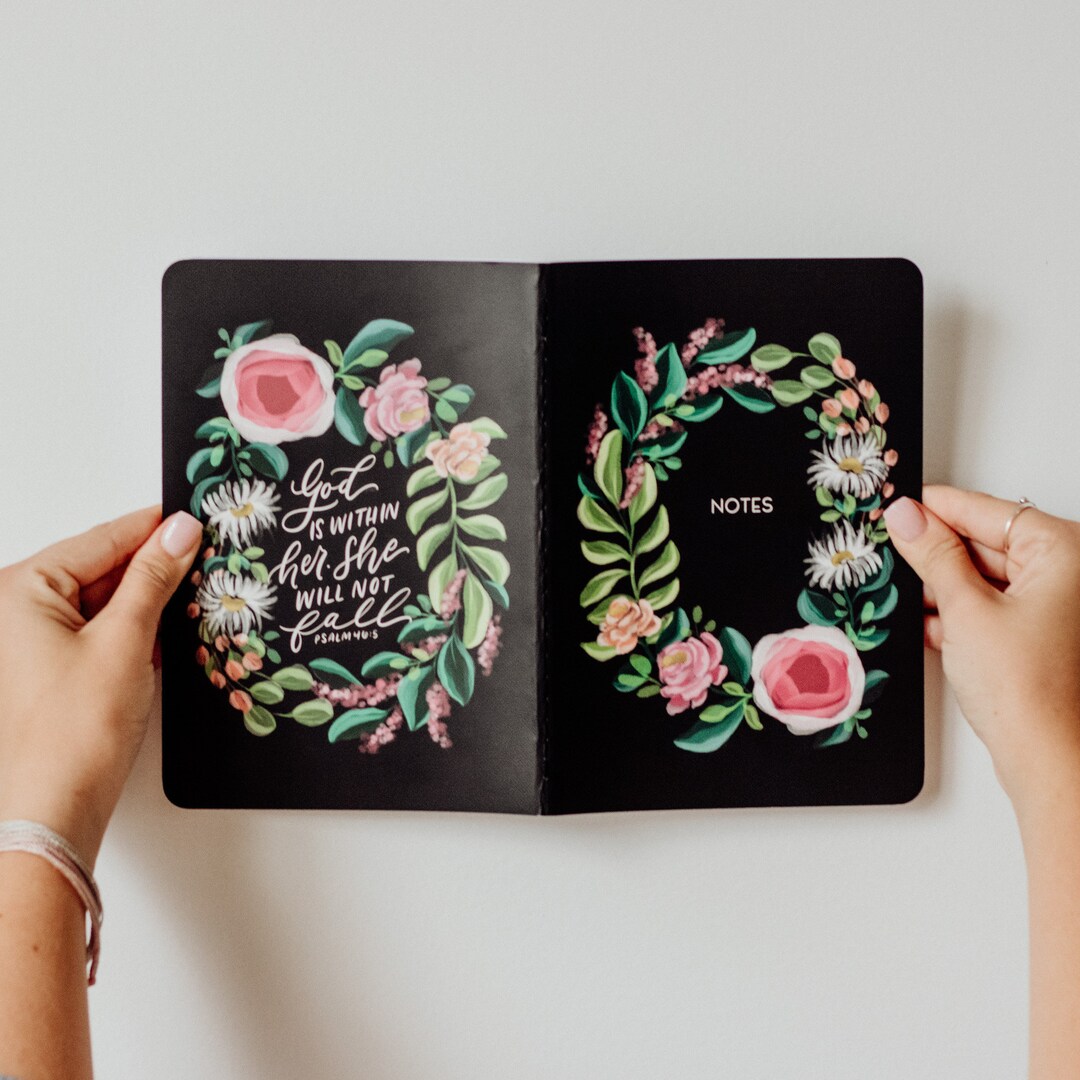 God is Within Her Notebook, Psalm 46:5,floral Wreath, Notebook, Journal ...