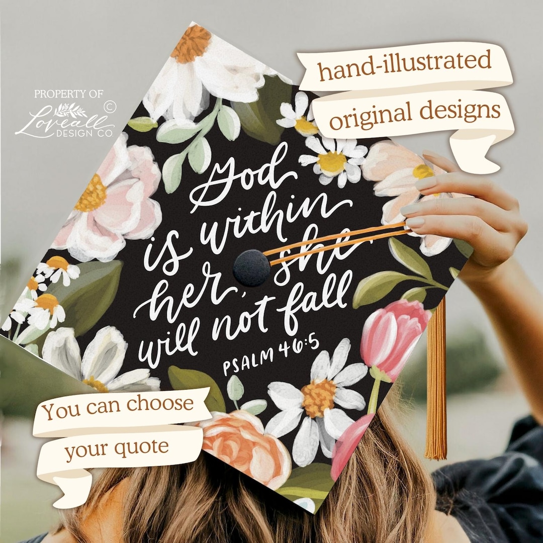 Custom Graduation Cap Topper, God is Within Her She Will Not Fail ...