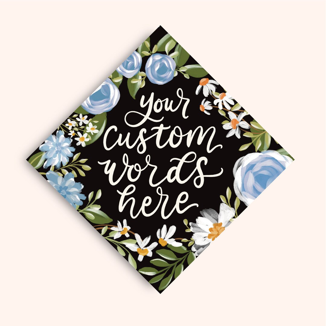 Custom Graduation Cap Topper, Emily Floral Printed Graduation Cap Decor ...