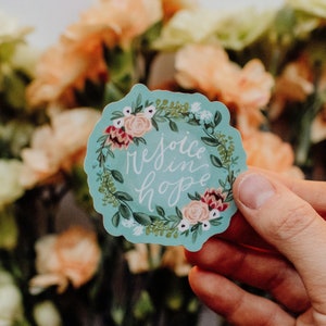 Rejoice in Hope Floral Sticker, Faith Based Sticker, Hand-lettered ...