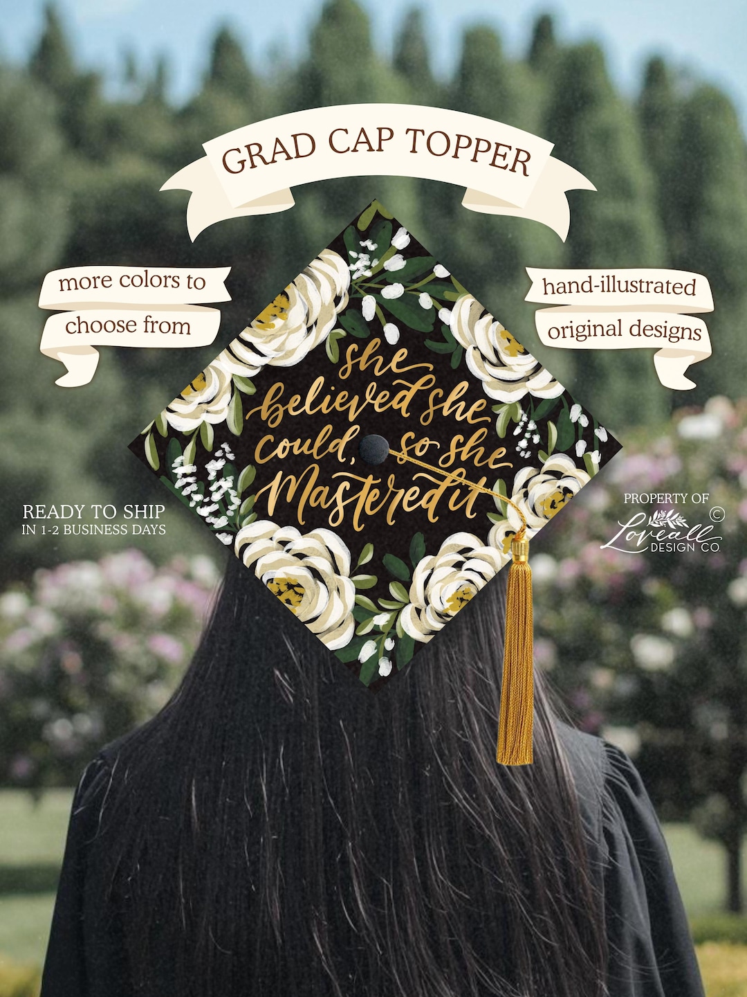 Ready to Ship Graduation Cap Topper, She Believed She Could so She ...