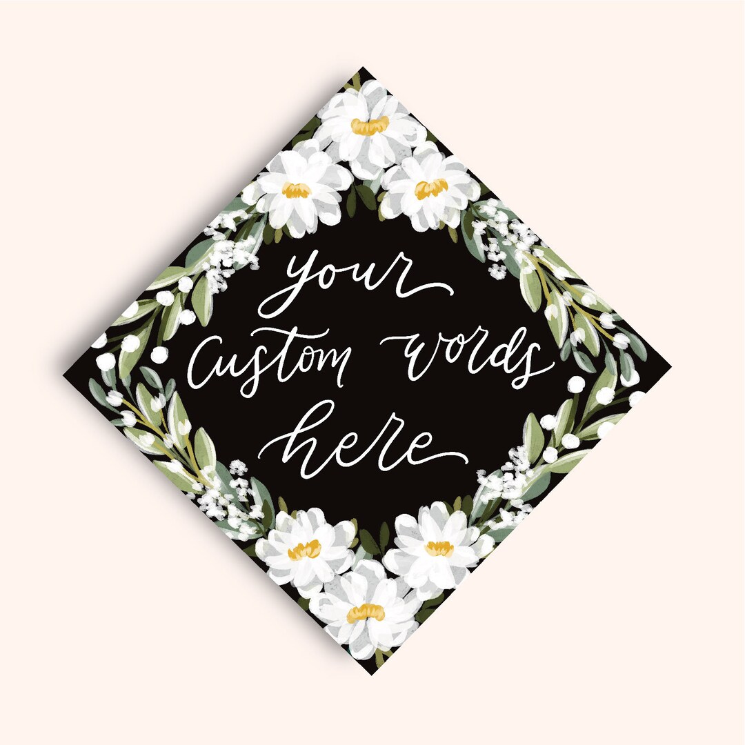 Custom Graduation Cap Blanca white Greenery Floral - Etsy