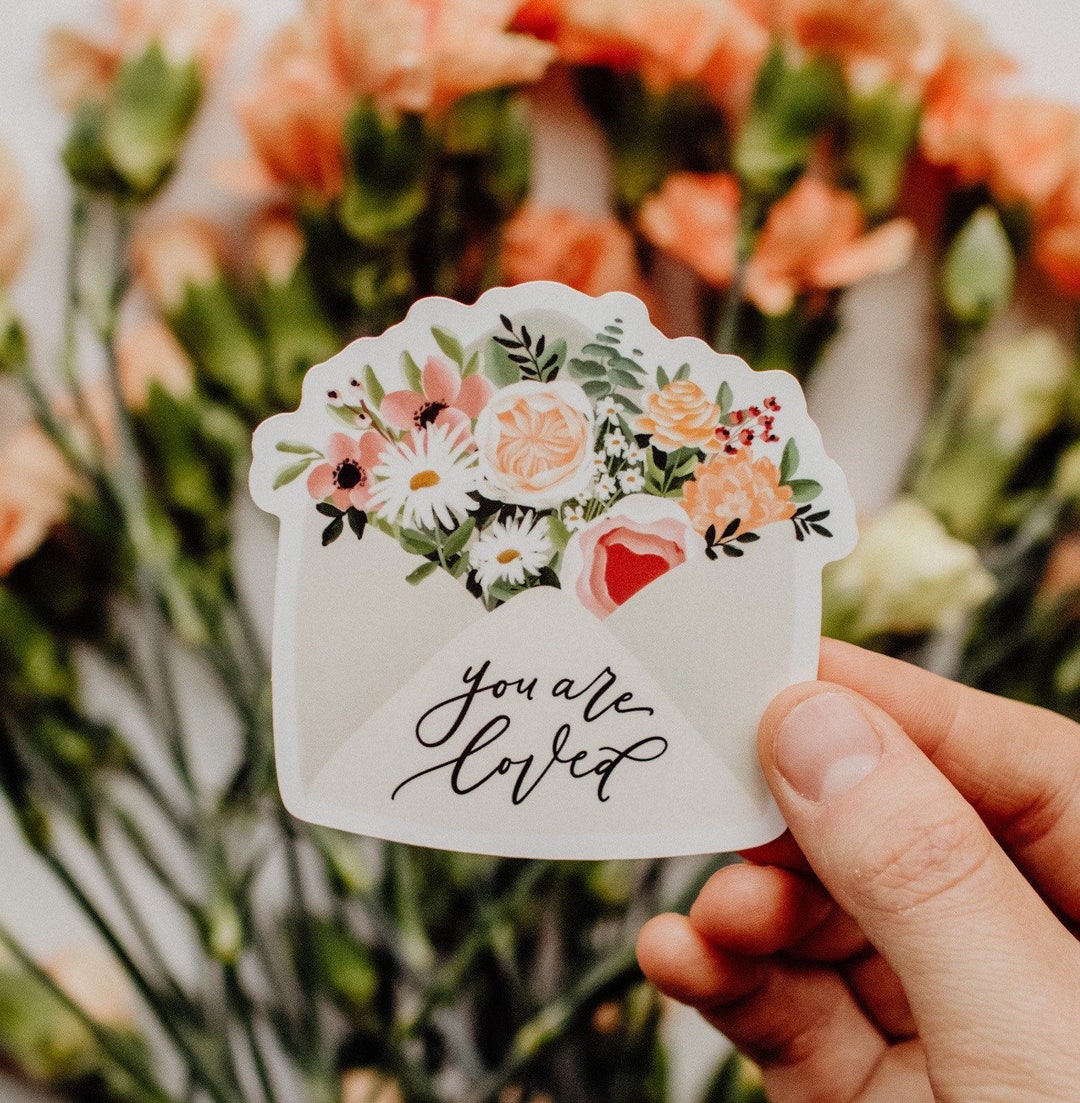 You Are Loved Envelope Sticker Matte Floral Sticker - Etsy