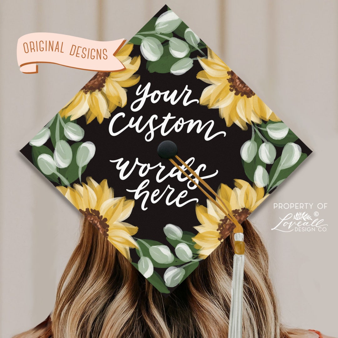 Custom Sunflower Theme Graduation Cap Topper, Graduation Cap Custom ...