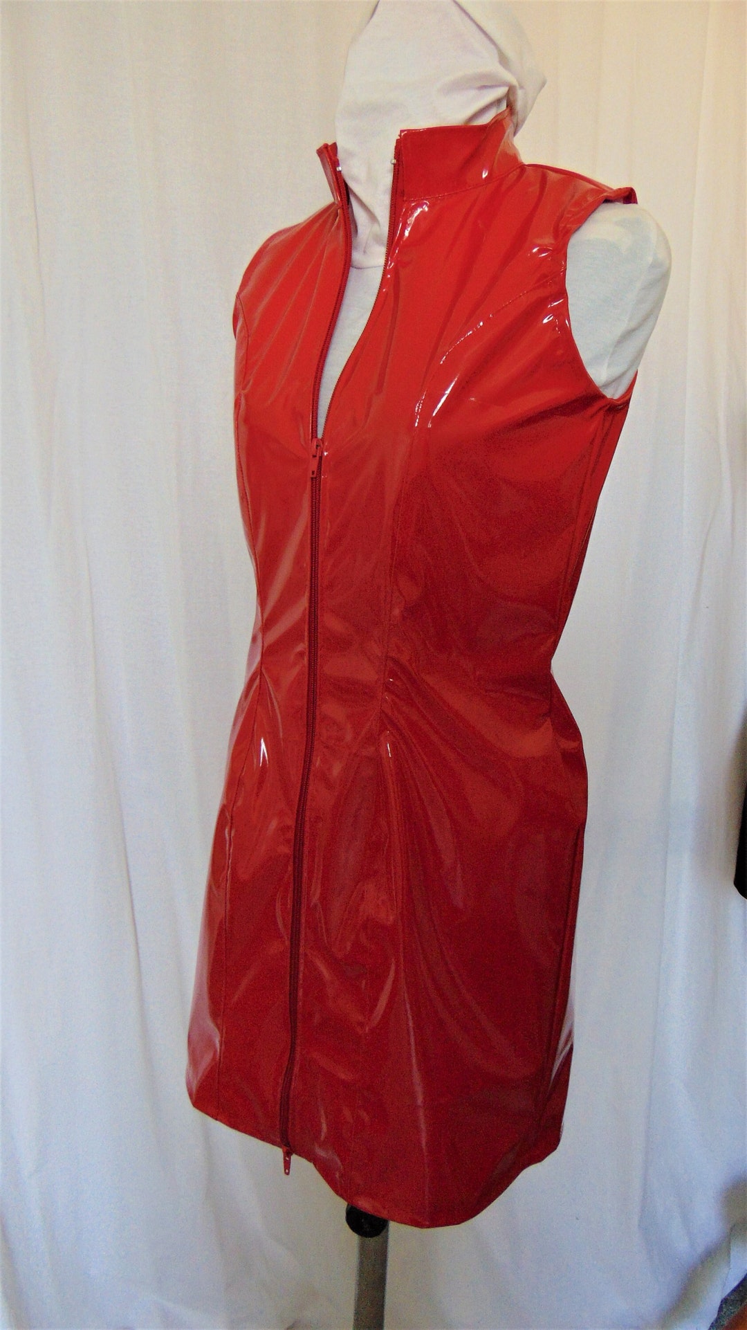 Statement-making PVC Minidress With High Collar and Double-slider ...