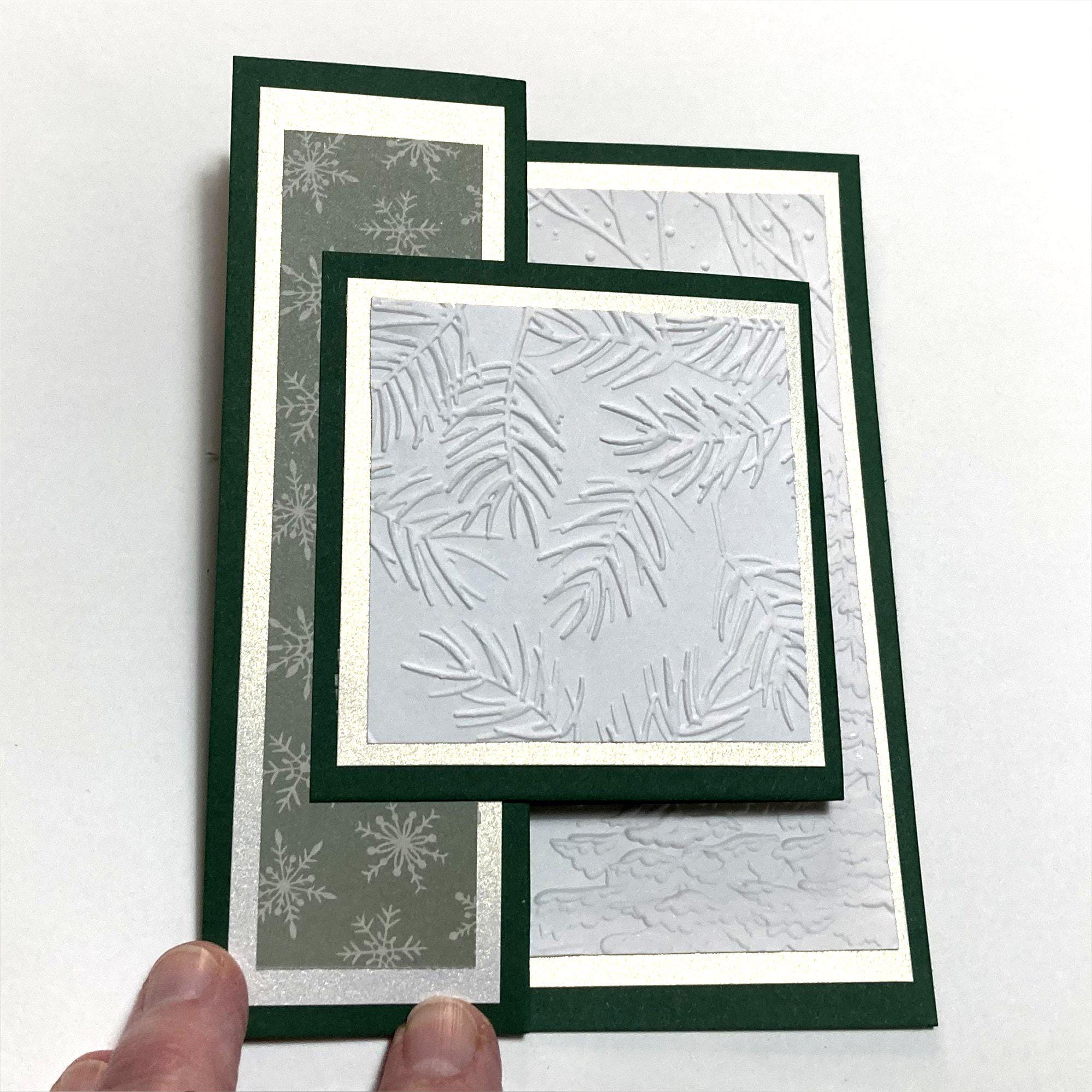 Handmade Christmas Card: Fold-out Design, Embossed Winter Scene, Joyous ...
