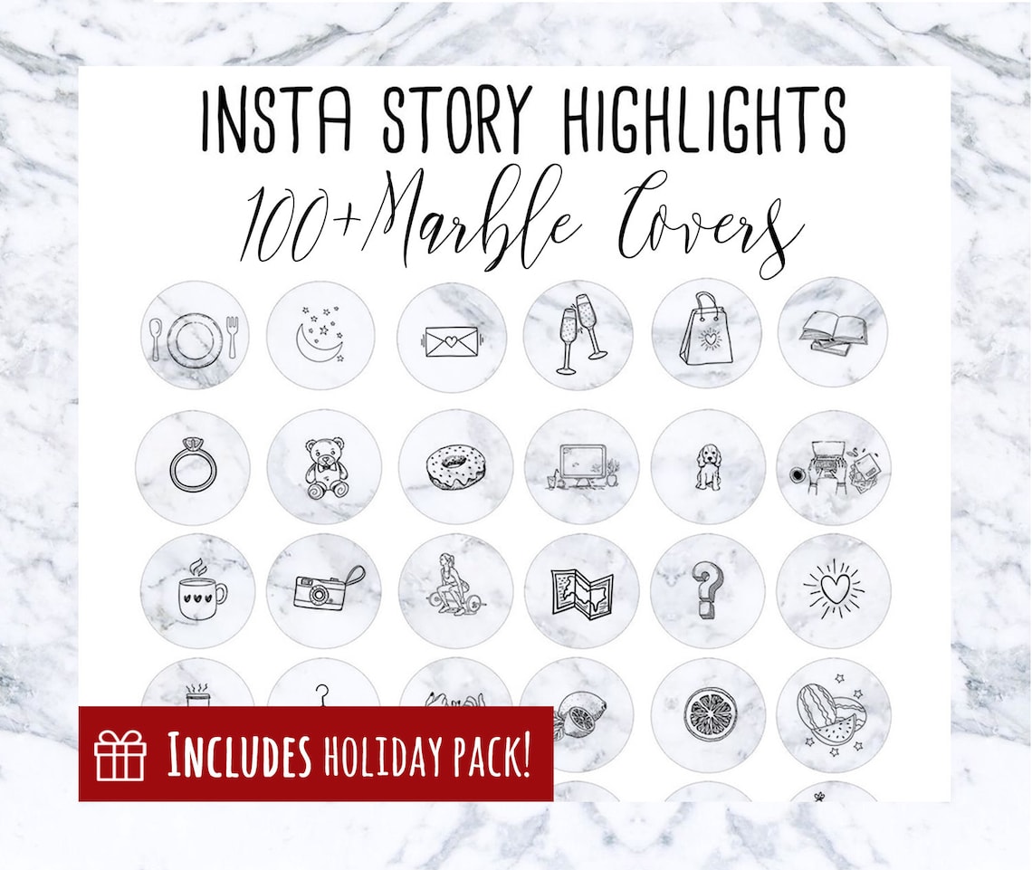 Marble Instagram Highlight Covers Icons 100 Pack Hand - Etsy