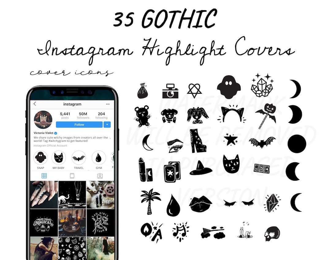 Gothic Instagram Story Highlight Icons Covers - Witchy Alternative Goth ...