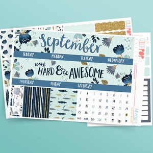 September Monthly View Stickers MV009 midnight Blooms - Etsy