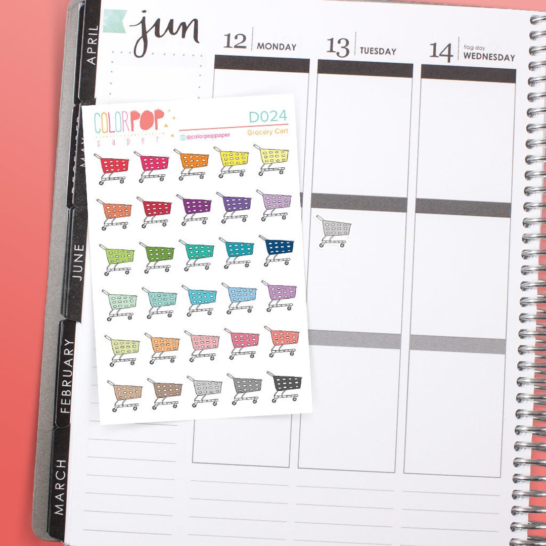 Shopping Cart Stickers, Shopping Cart Planner Stickers, Shopping ...