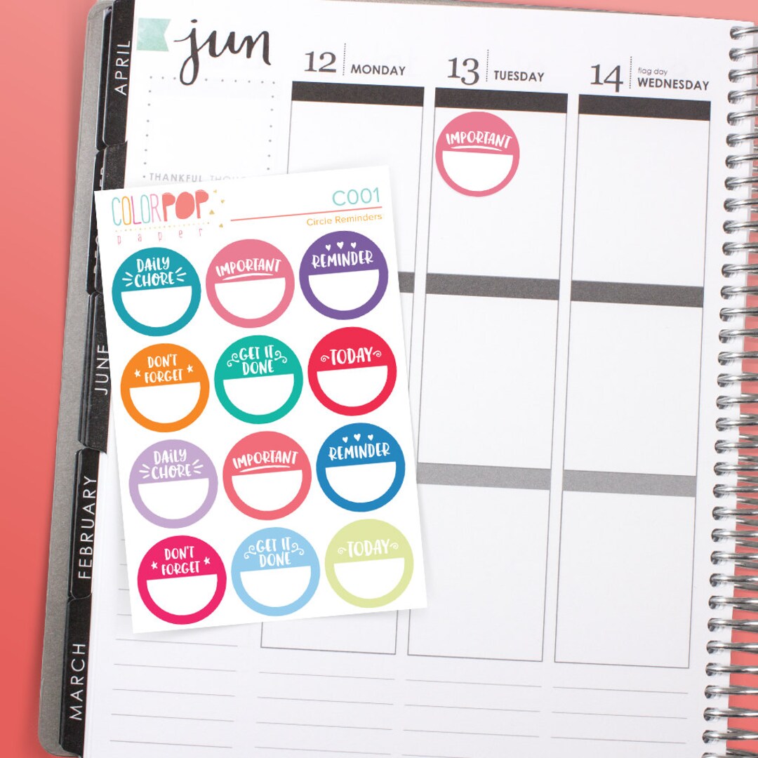 Reminder Stickers, Reminder Planner Stickers, Important Stickers - C001 ...