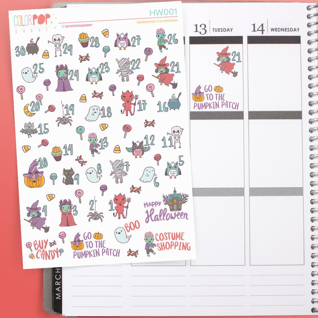 Halloween Countdown & Bucket List, Halloween Stickers HW001 - Etsy