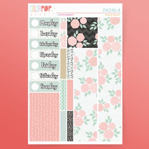 Weekly Sticker Kit, Weekly Stickers, Floral Weekly Kit english Garden ...