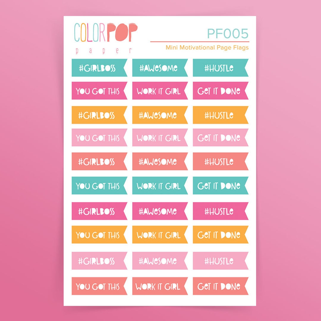 Motivational Page Flag Stickers, Mini Page Flag Planner Stickers, Page ...