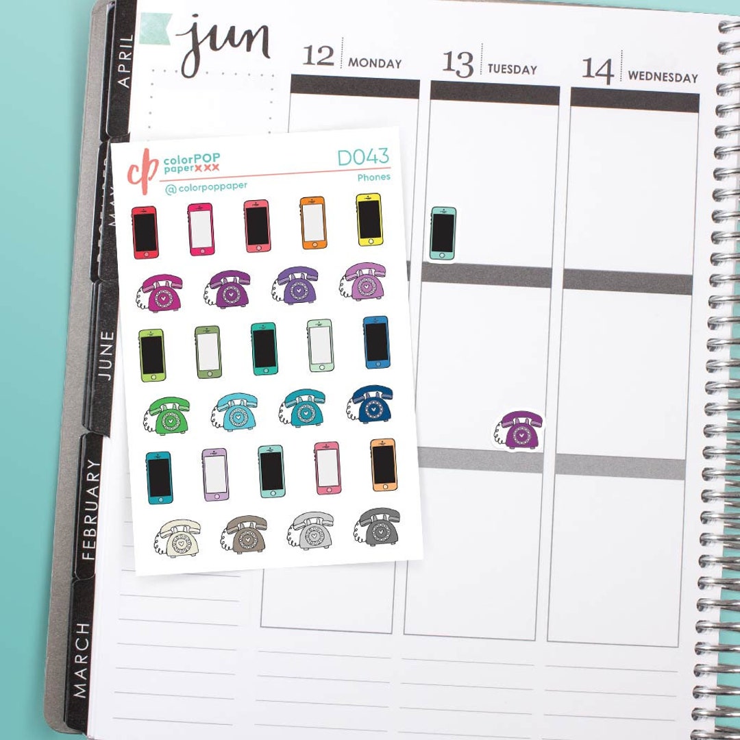 Phone Stickers, Phone Planner Stickers, Cell Phone, Telephone D043 ...