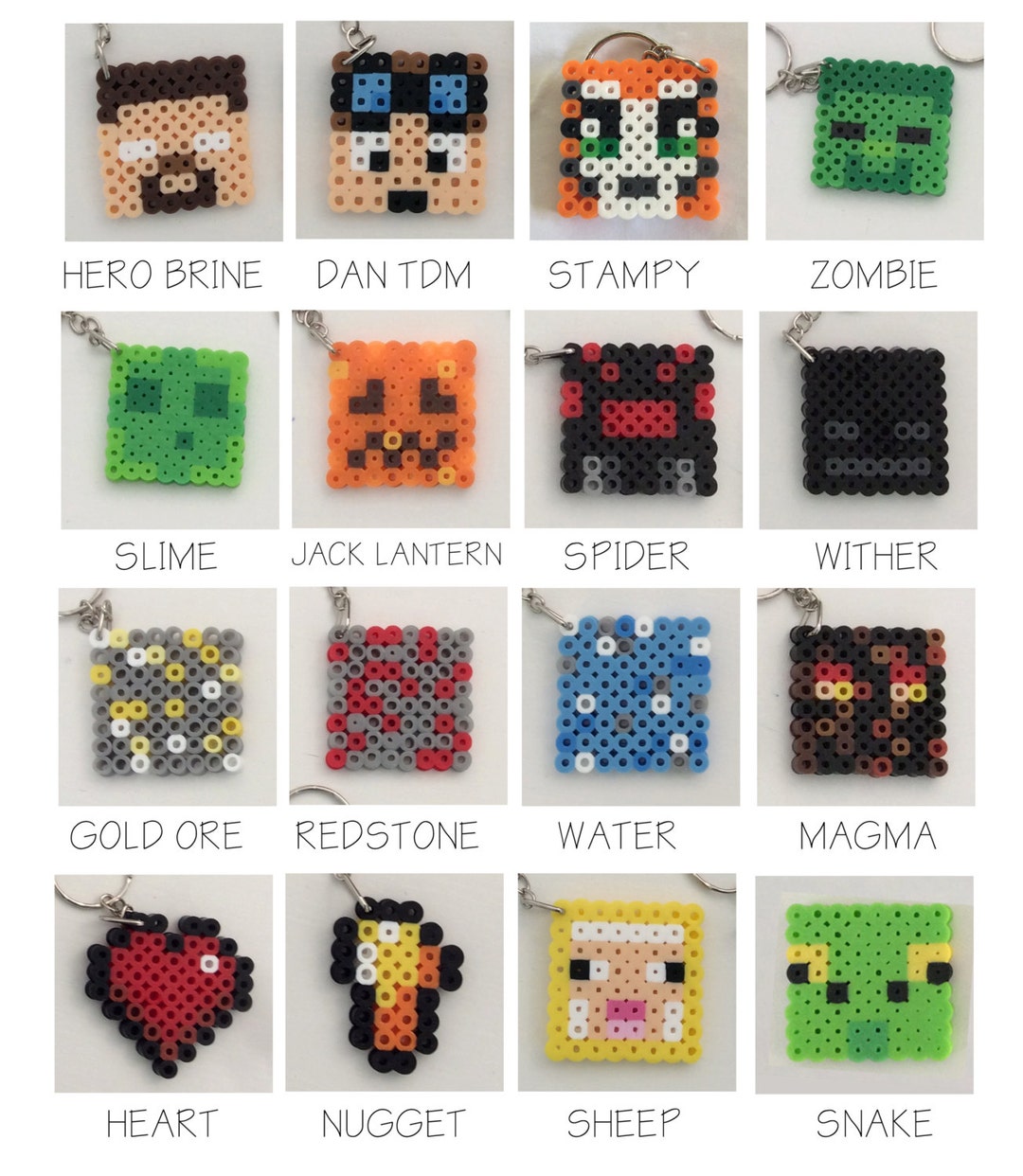 20 Minecraft Inspired Key Chains / Key Rings - Etsy
