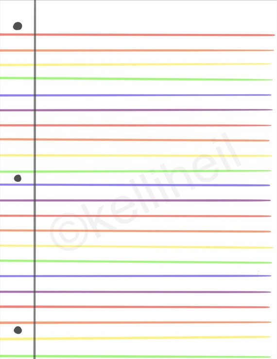Rainbow Writing Paper lined 8.5 x 11 inches printer | Etsy