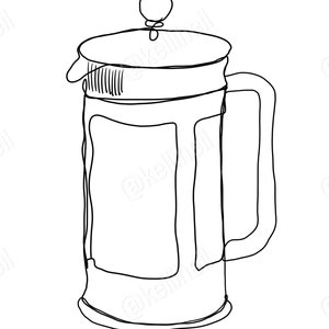 French Press | Line Drawing | Illustration Print | Art - Etsy