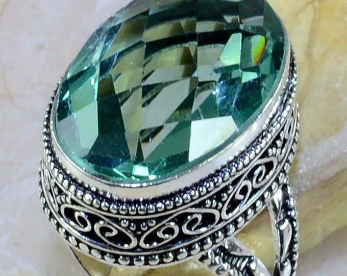 Green Amethyst Antique Style Sterling Silver Ring Size 10 - Etsy