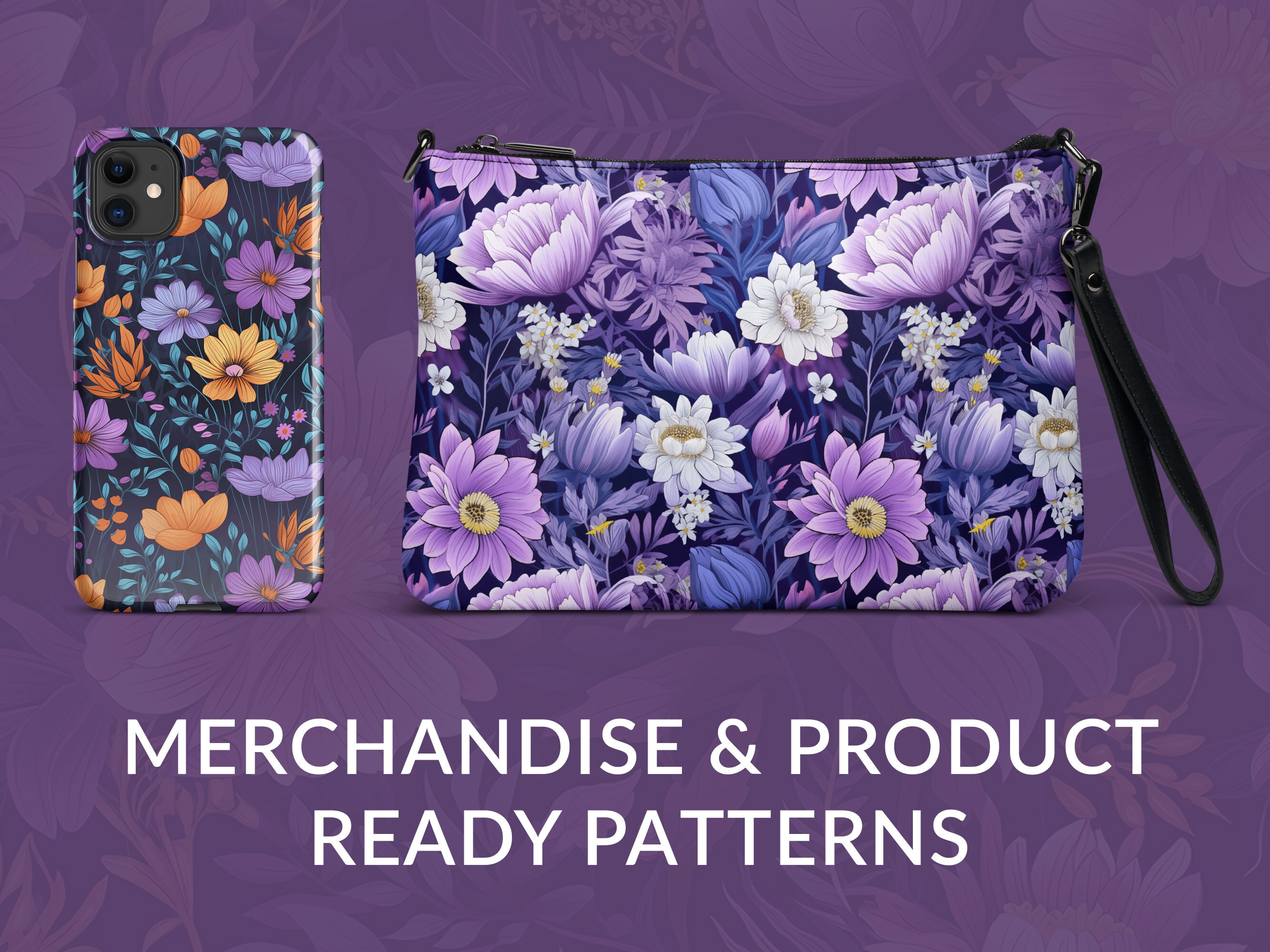Purple Wildflowers Seamless Repeating Patterns | Digital Downloads ...
