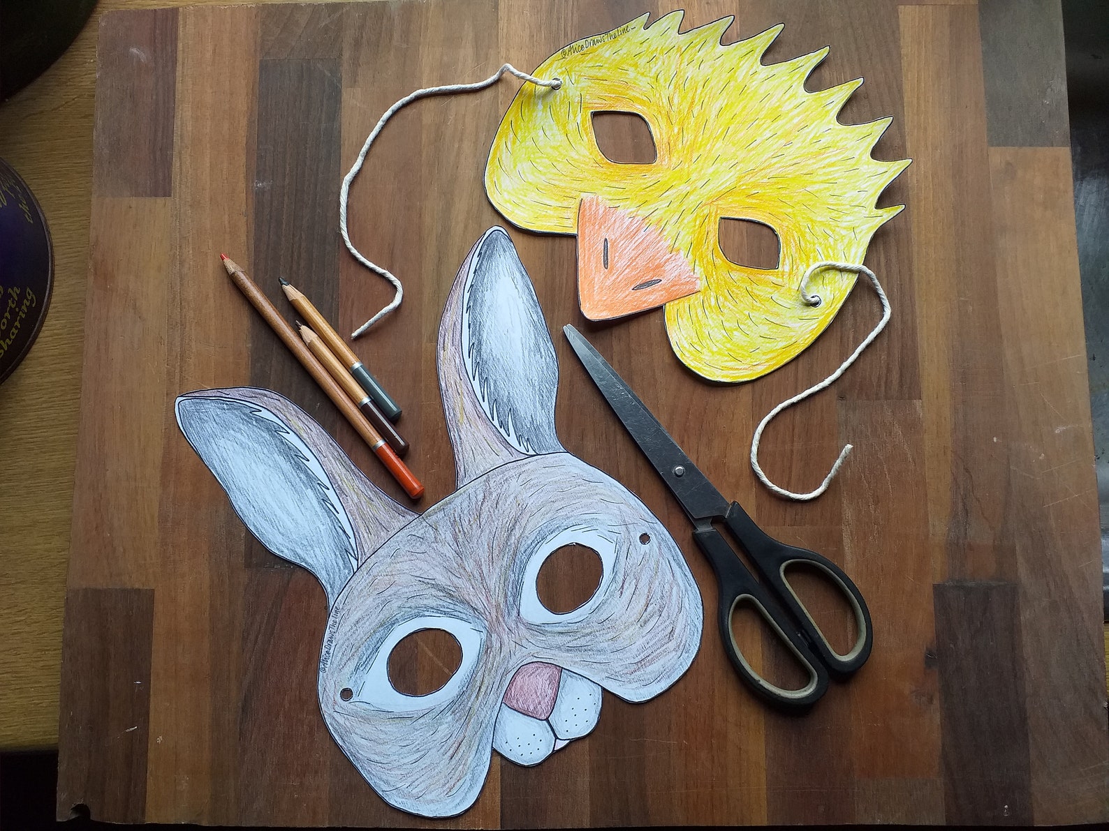 Printable Colour in Easter Chick Mask by Alice Draws the Line - Etsy