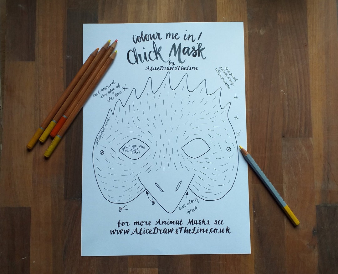 Printable Colour in Easter Chick Mask by Alice Draws the Line -a Chick ...
