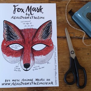 Fox Mask by Alice Draws the Line -an Illustrated Woodland Animal Face ...