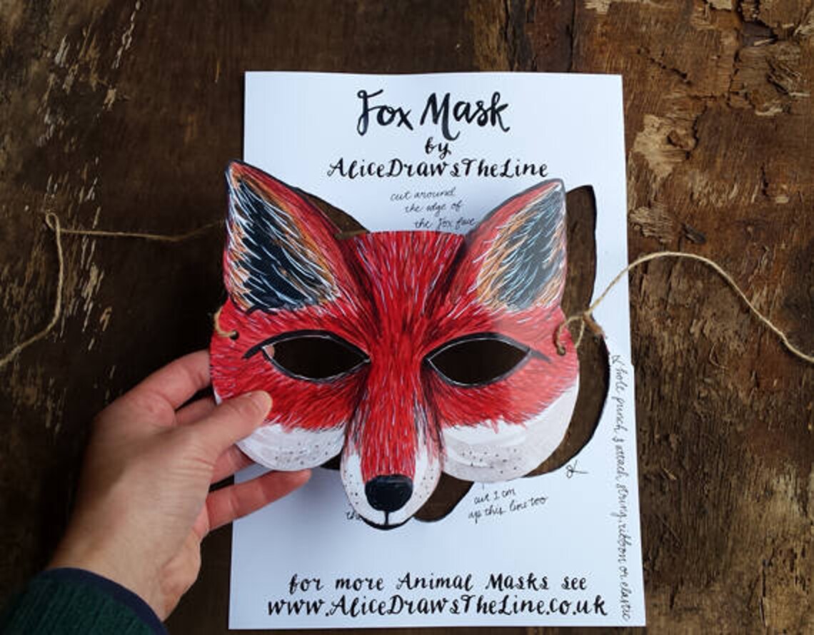 Fox Mask by Alice Draws the Line an Illustrated Woodland | Etsy