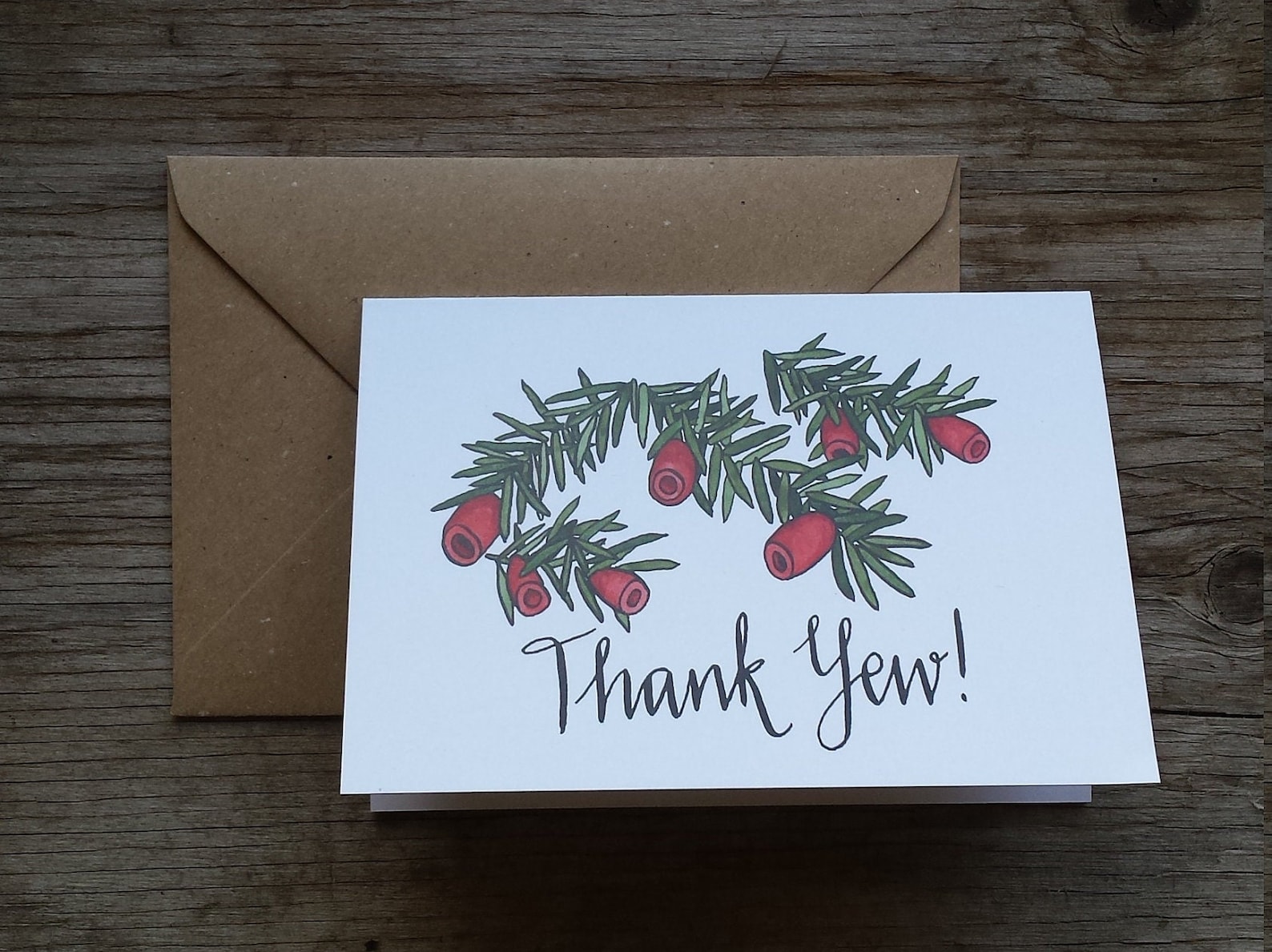 Thank Yew A Thank You Card for Those With a Love of Trees - Etsy UK