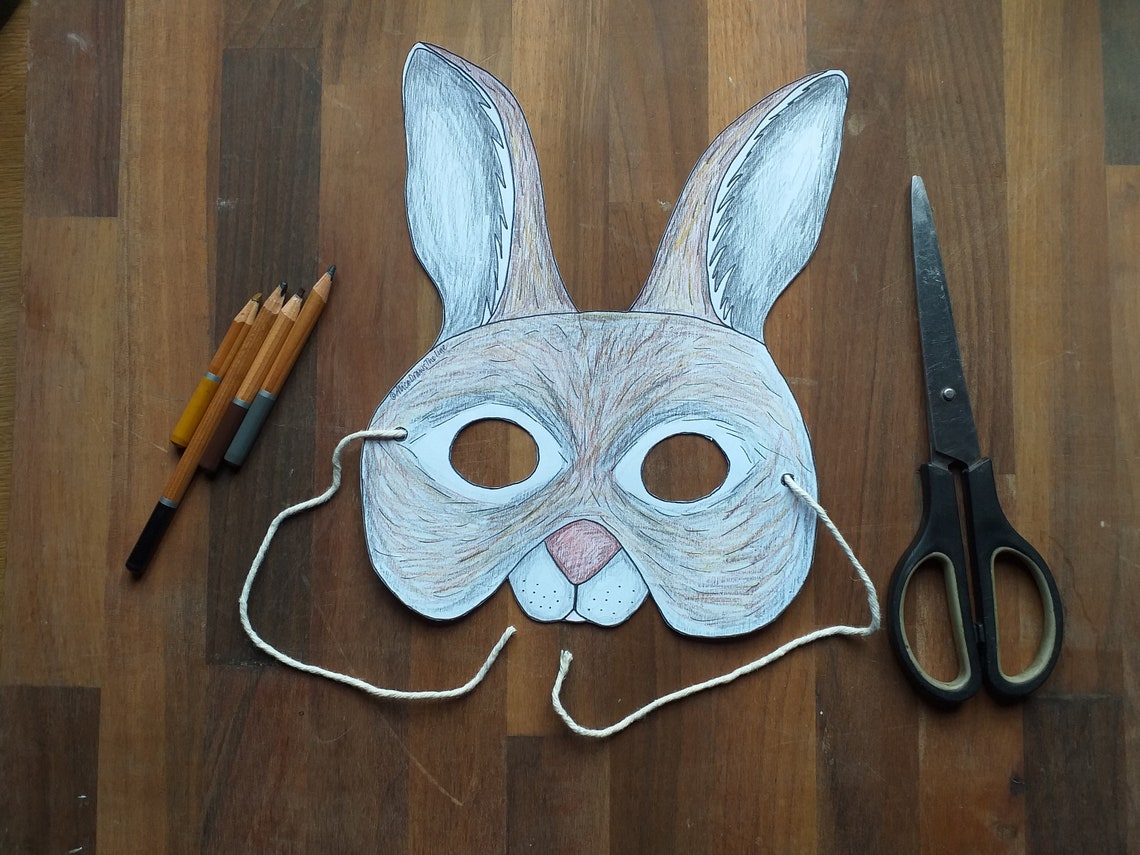 Printable Colour in Easter Bunny Mask by Alice Draws the Line | Etsy