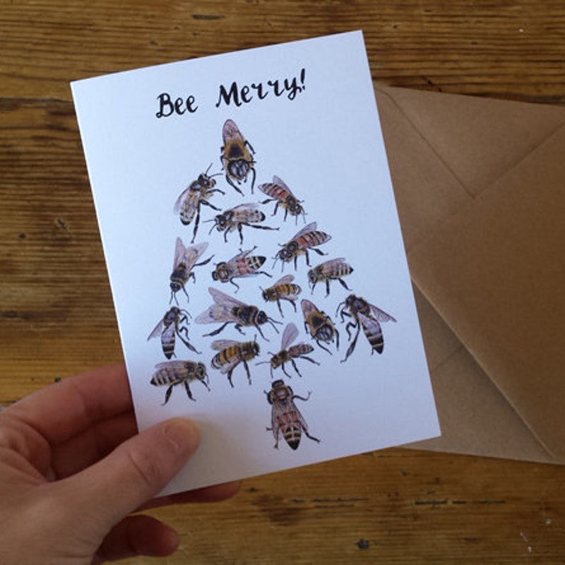 Bee Christmas Card - Etsy UK