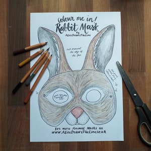 Printable Colour in Easter Bunny Mask by Alice Draws the Line -a Rabbit ...